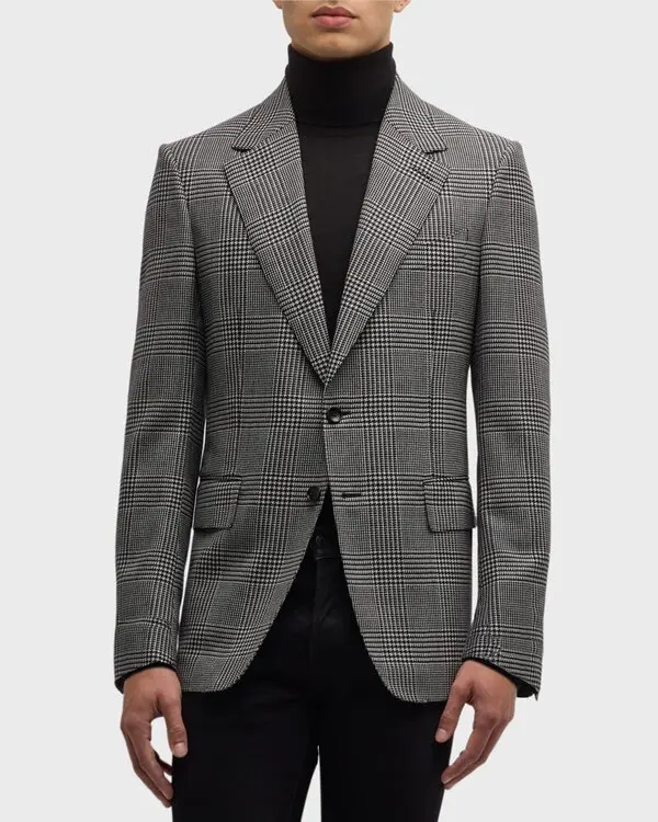 Tom Ford Shelton Glen Plaid Sport Jacket - Black White